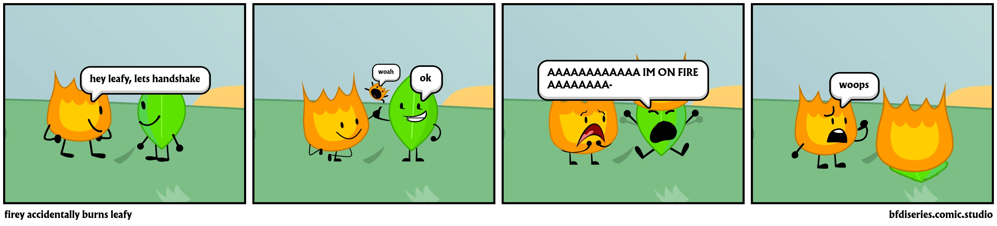 bfdi comic: firey accidentally burns leafy | Fandom