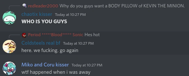 Coolspy Discord server being horny for a Kevin body pillow /j | Fandom