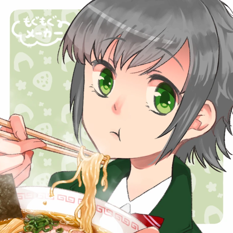 a few picrew images i made of characters eating their favorite foods ...
