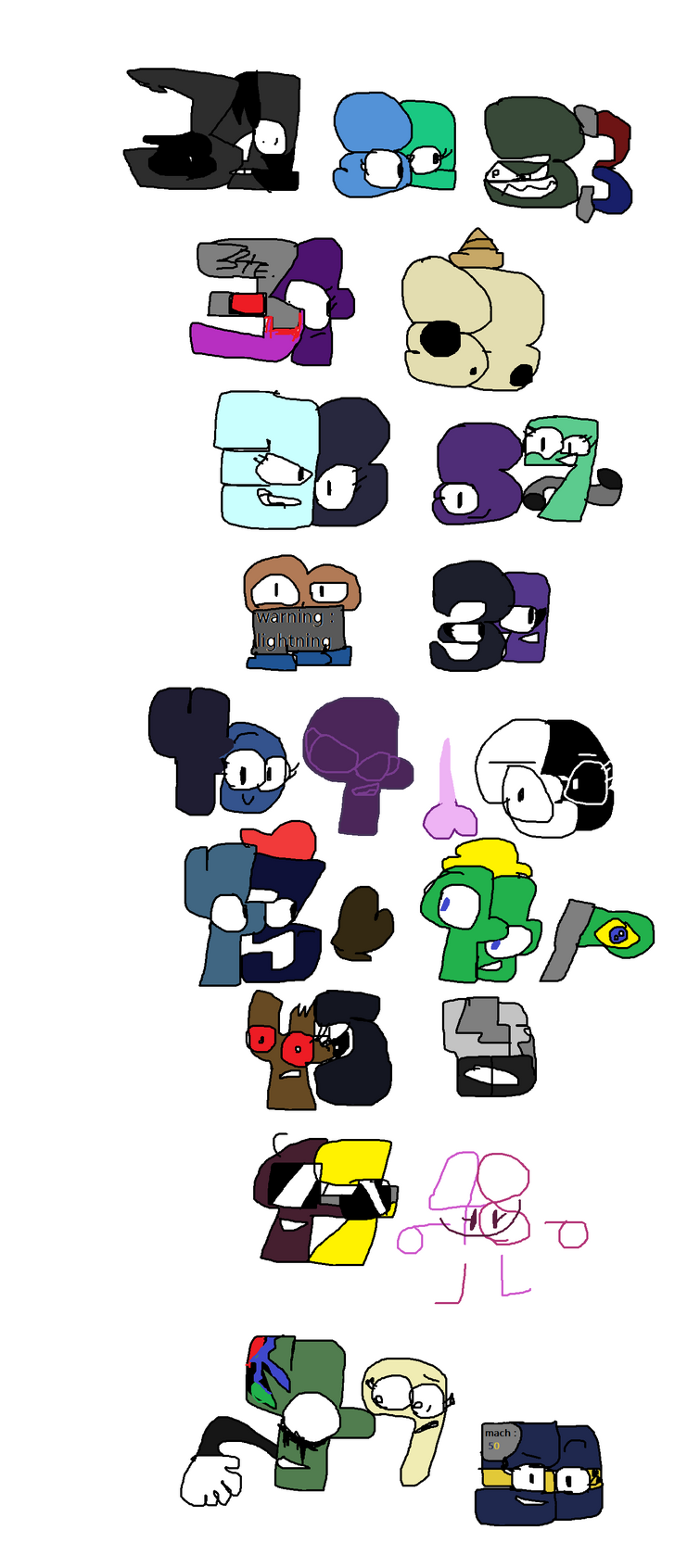 number lore rebooted season 1 designs (1-50) | Fandom