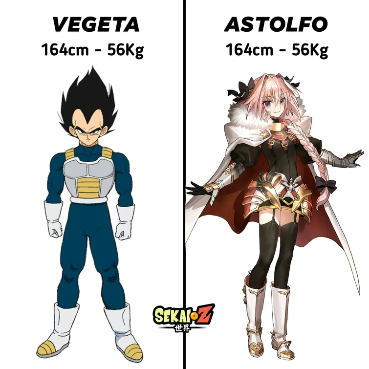 Sabiam que o Vegeta e o Astolfo tem a mesma altura e peso? | Fandom