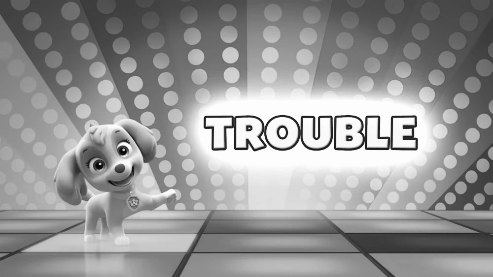 Trouble title card in black and white style | Fandom