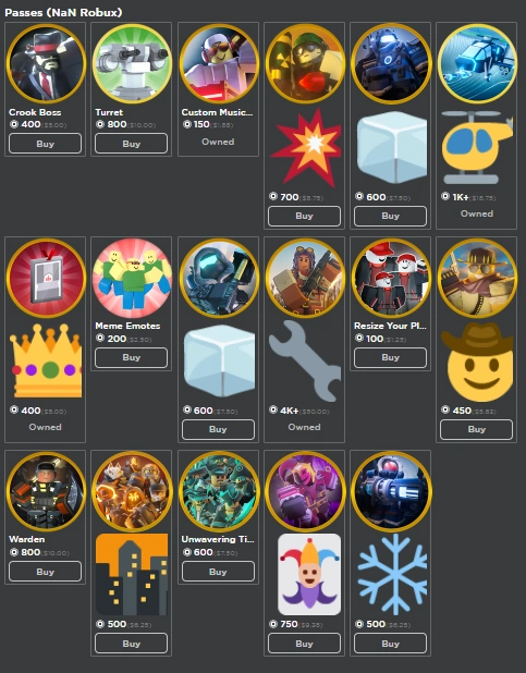 The glitched out emojis in the gamepasses (using multiple extensions ...