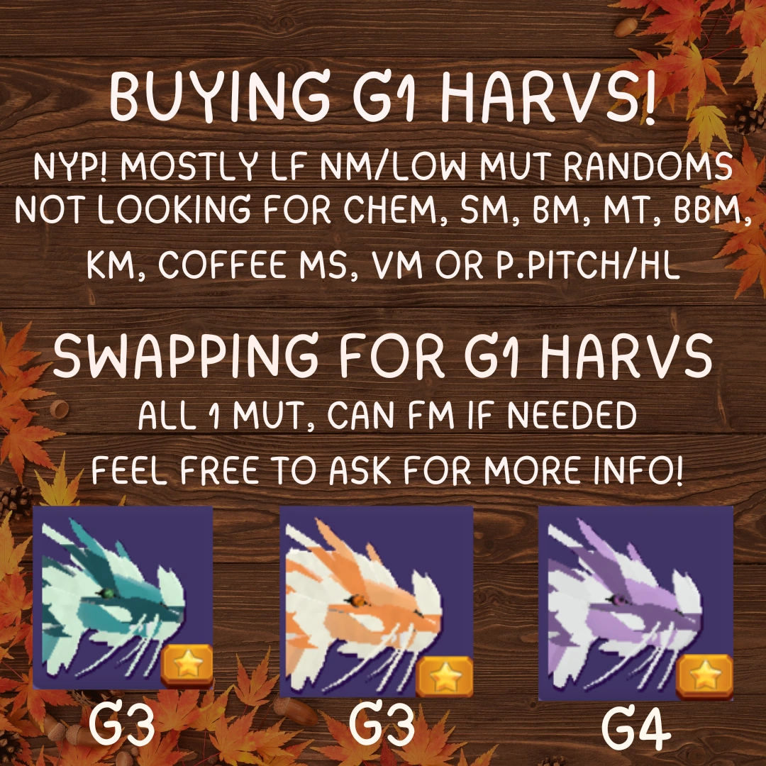 repost! buying g1 harvs | Fandom