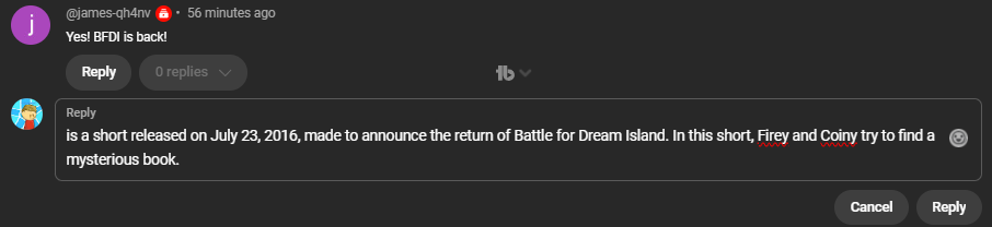 a comment and a possible reply | Fandom