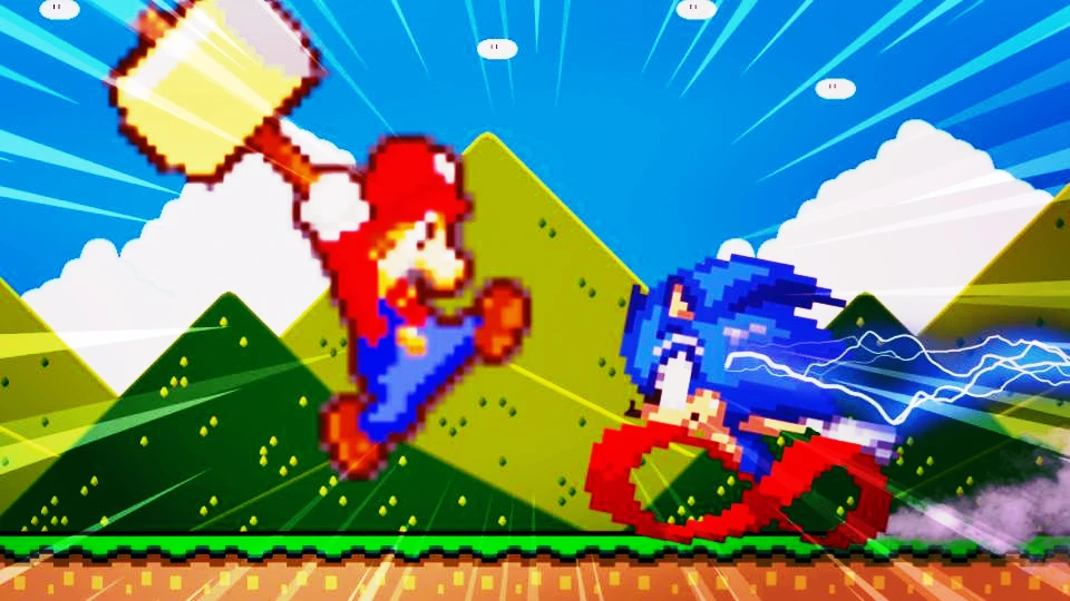 Mario vs Sonic Sprite Art | Fandom