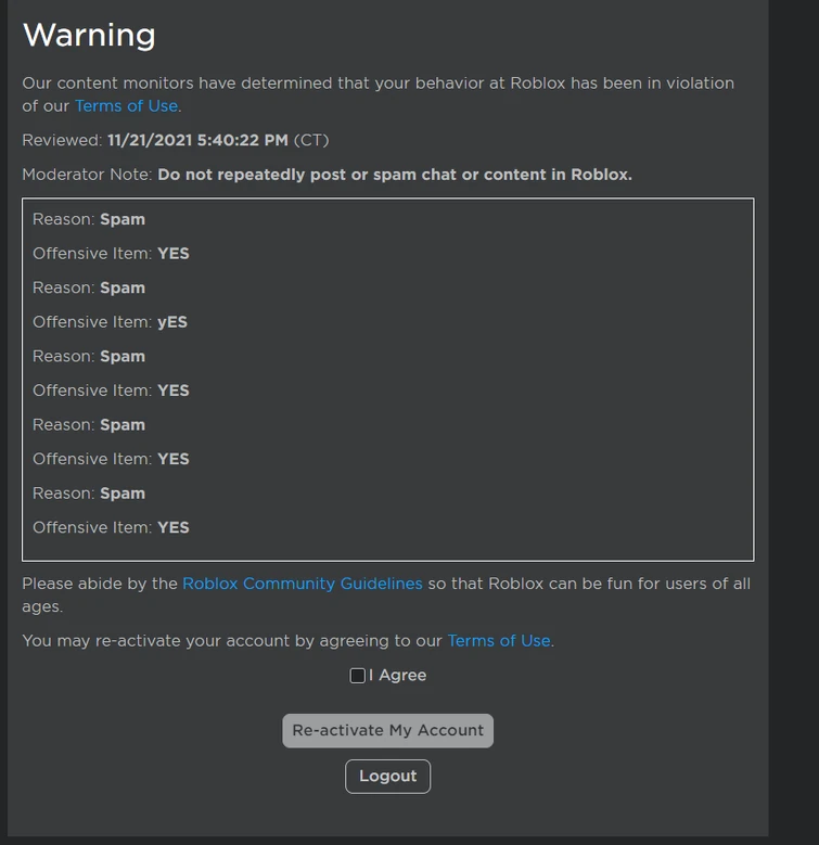 first ever roblox warning: | Fandom