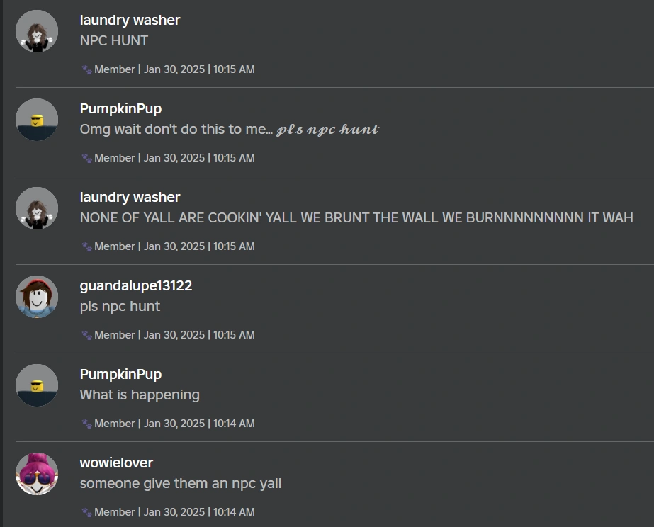 i just wanted too check the wall for a npc hunt | Fandom