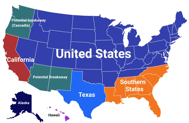 Random Question | If you were to split the United States, how would you ...