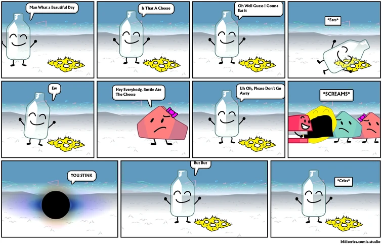 BFDI And All Foldys Comics: Bottle Eats The Cheese Touch From Diary Of ...