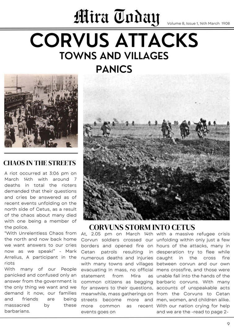 MIRA TODAY Newspaper at the Start of the Southern Corvus War | Fandom