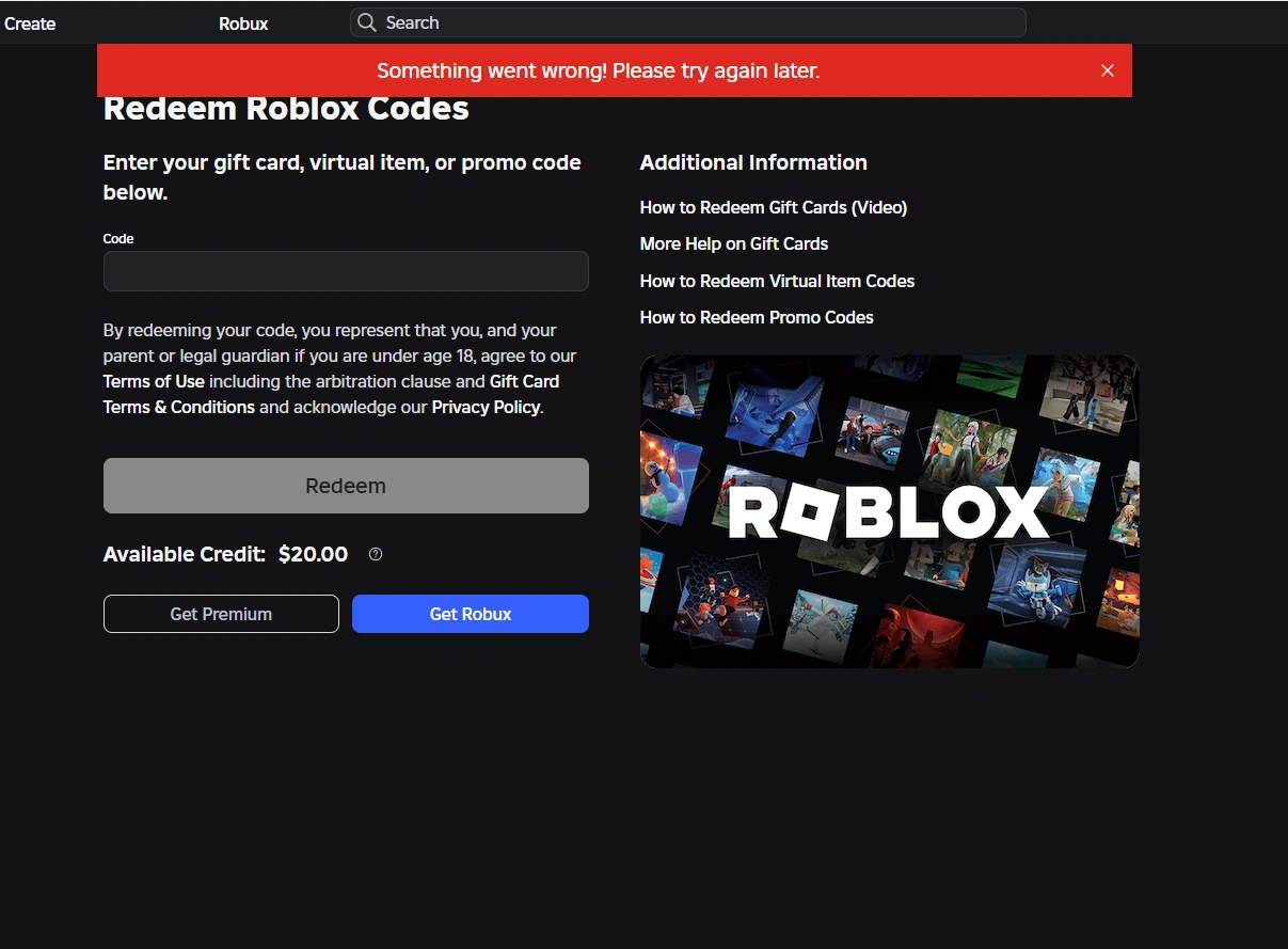 guys I redeemed a ROBLOX gift card and it's not converting my credit ...