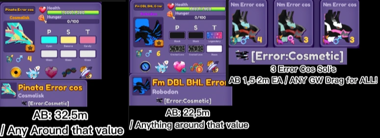 T/S Error cosmetic's (cosma + robo + sol) for cheap | Fandom