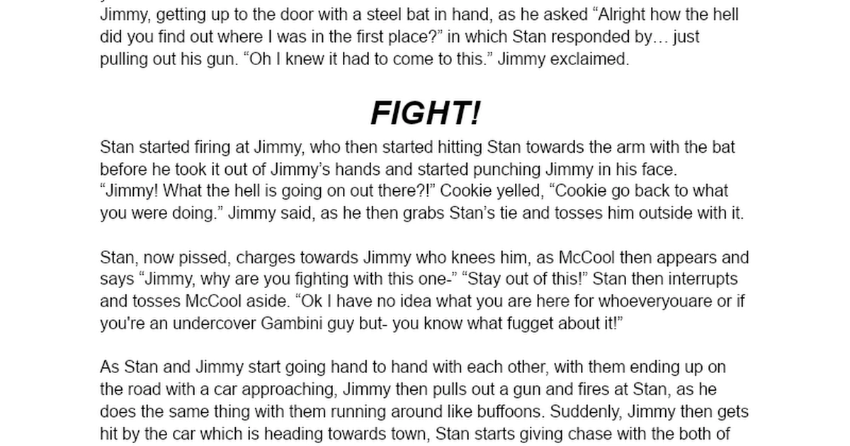 Stan Smith VS Jimmy Falcone fight script | Fandom