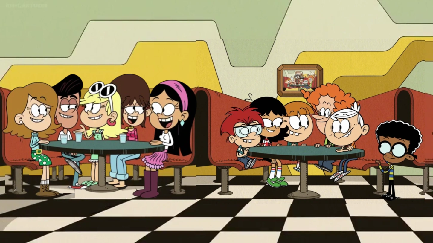 Here is a picture of Lincoln, Leni & their friends hanging out at Gus ...