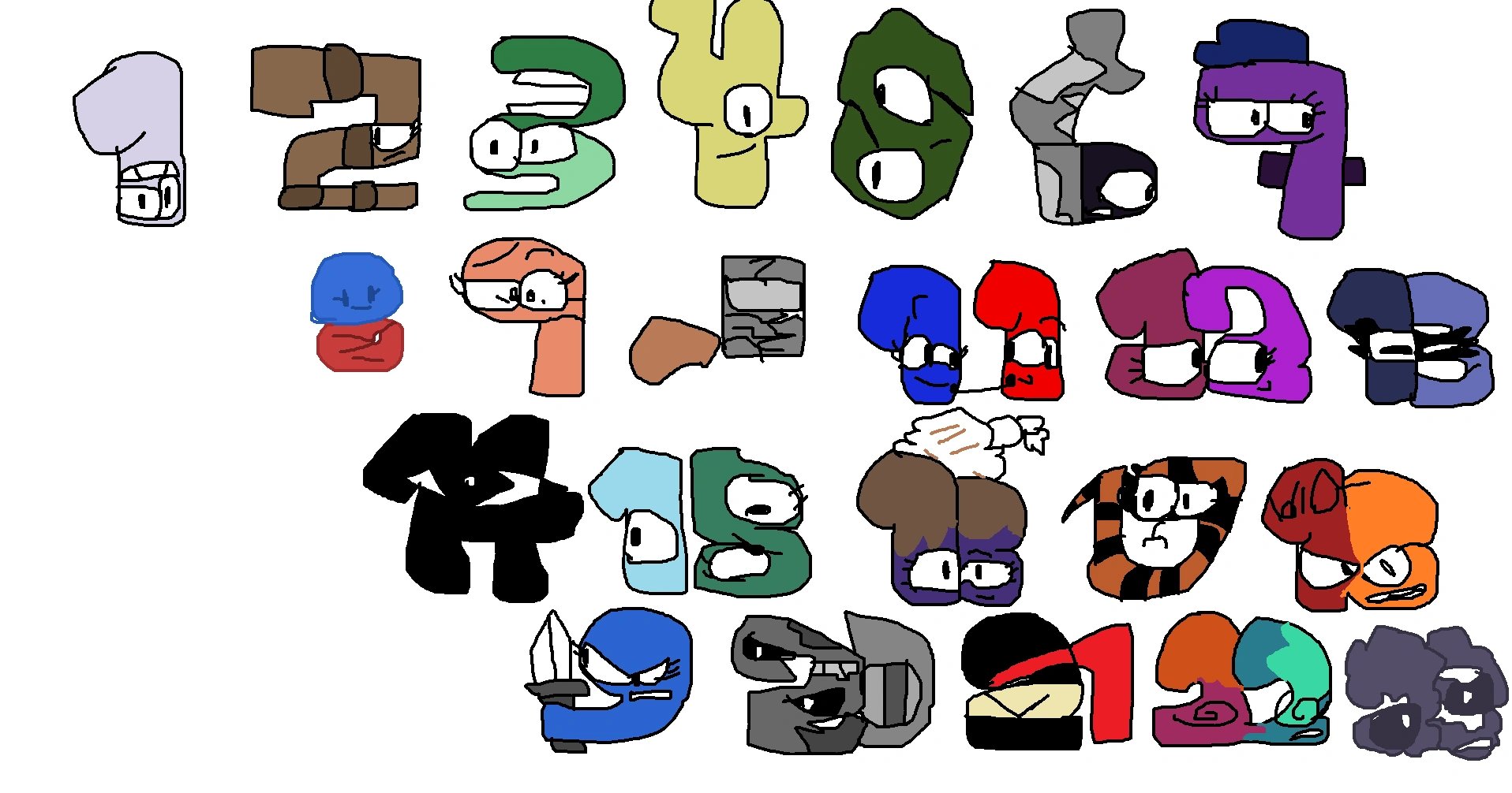 number lore rebooted season 1 designs (1-50) | Fandom