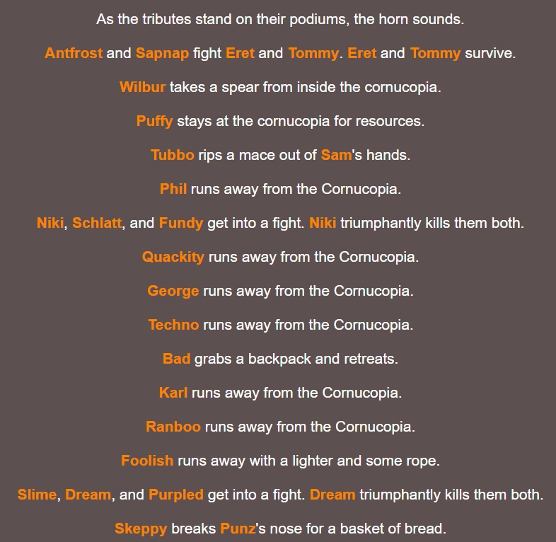 i ran dsmp characters through the hunger games simulator | Fandom