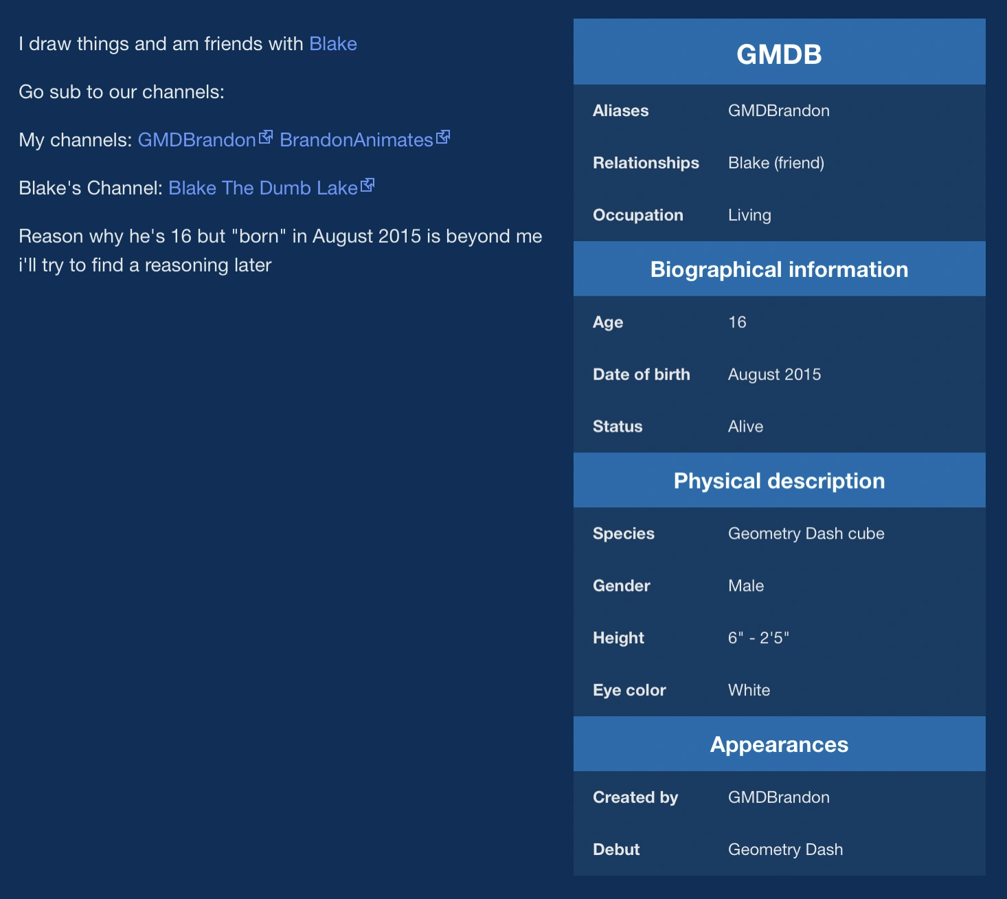 I finally made my profile bio on my user page on this wiki | Fandom
