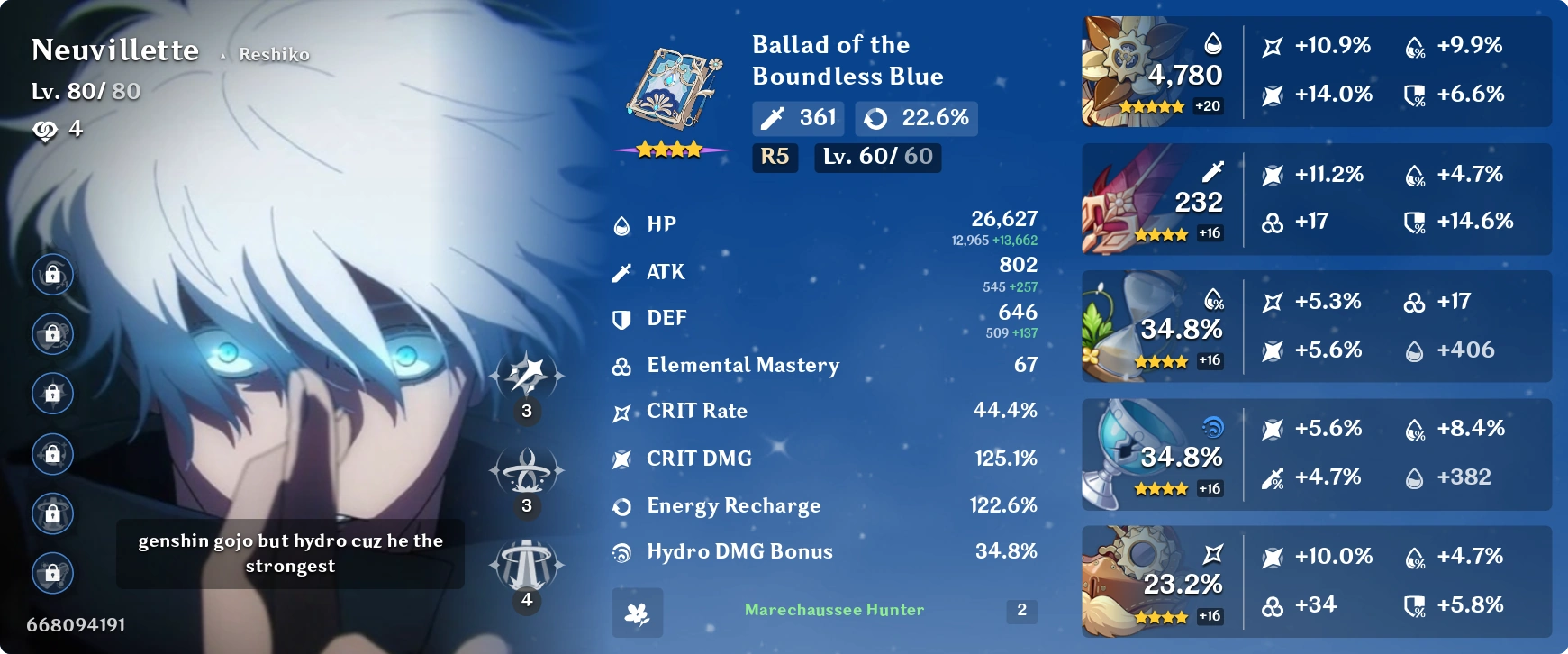 my gojo build i mean neuvi | Fandom