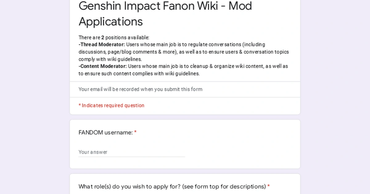 Wiki Moderator Applications (for Thread & Content) + Another Reminder ...