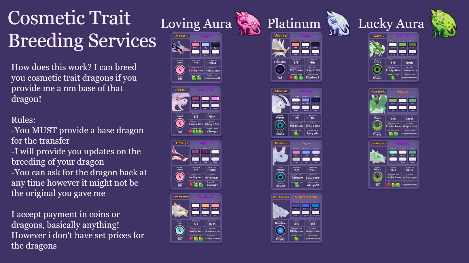 Cosmetic trait breeding service | Fandom