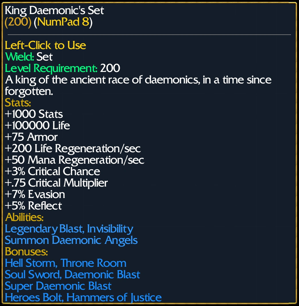 King Daemonic's Set | Daemonic sword ORPG Wiki | Fandom
