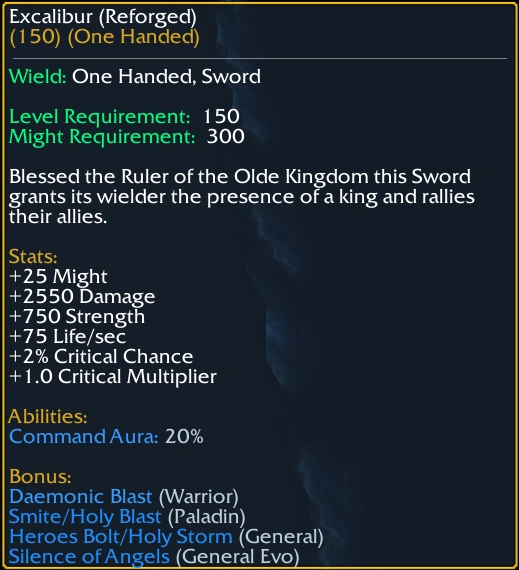 Excalibur (Reforged) | Daemonic sword ORPG Wiki | Fandom