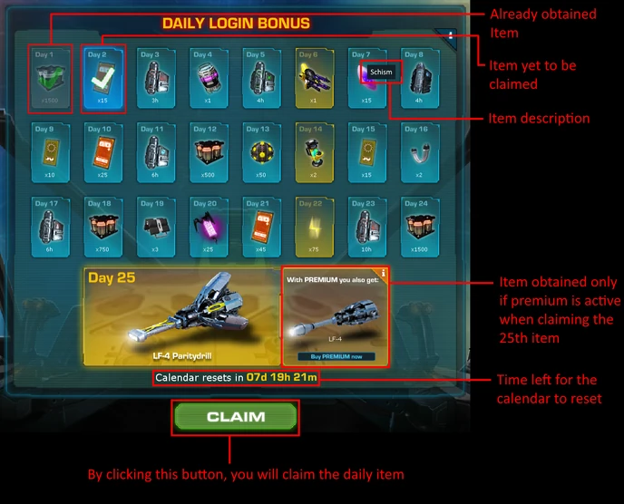 Daily Login Bonus | DarkOrbit | Fandom