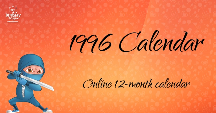1996 Calendar | Date Mania Wiki | Fandom