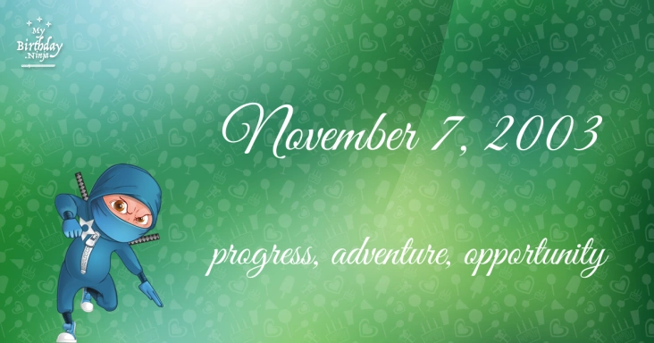 November 7, 2003 | Date Mania Wiki | Fandom