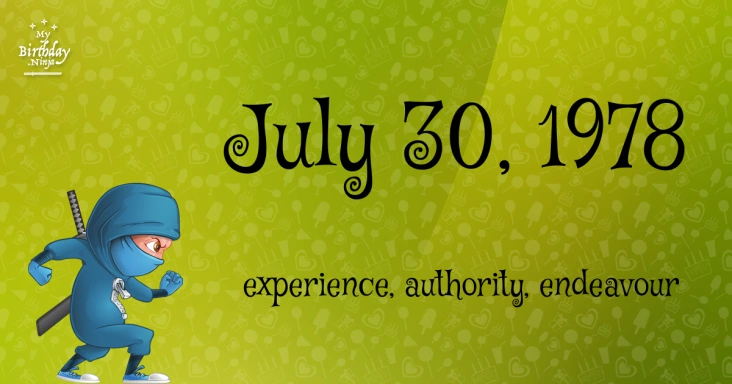 July 30, 1978 | Date Mania Wiki | Fandom