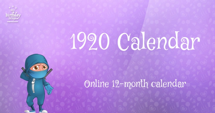 1920 Calendar | Date Mania Wiki | Fandom