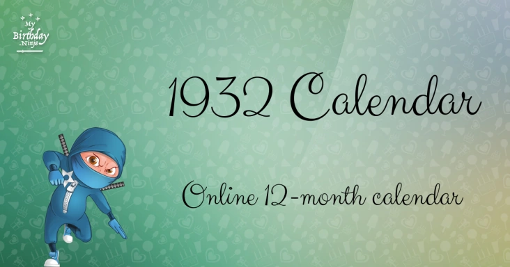 1932 Calendar | Date Mania Wiki | Fandom