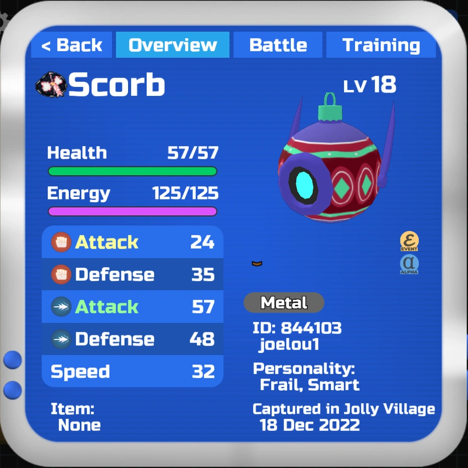 Alpha bauble Scorb caught in a Coal Disc. | Fandom