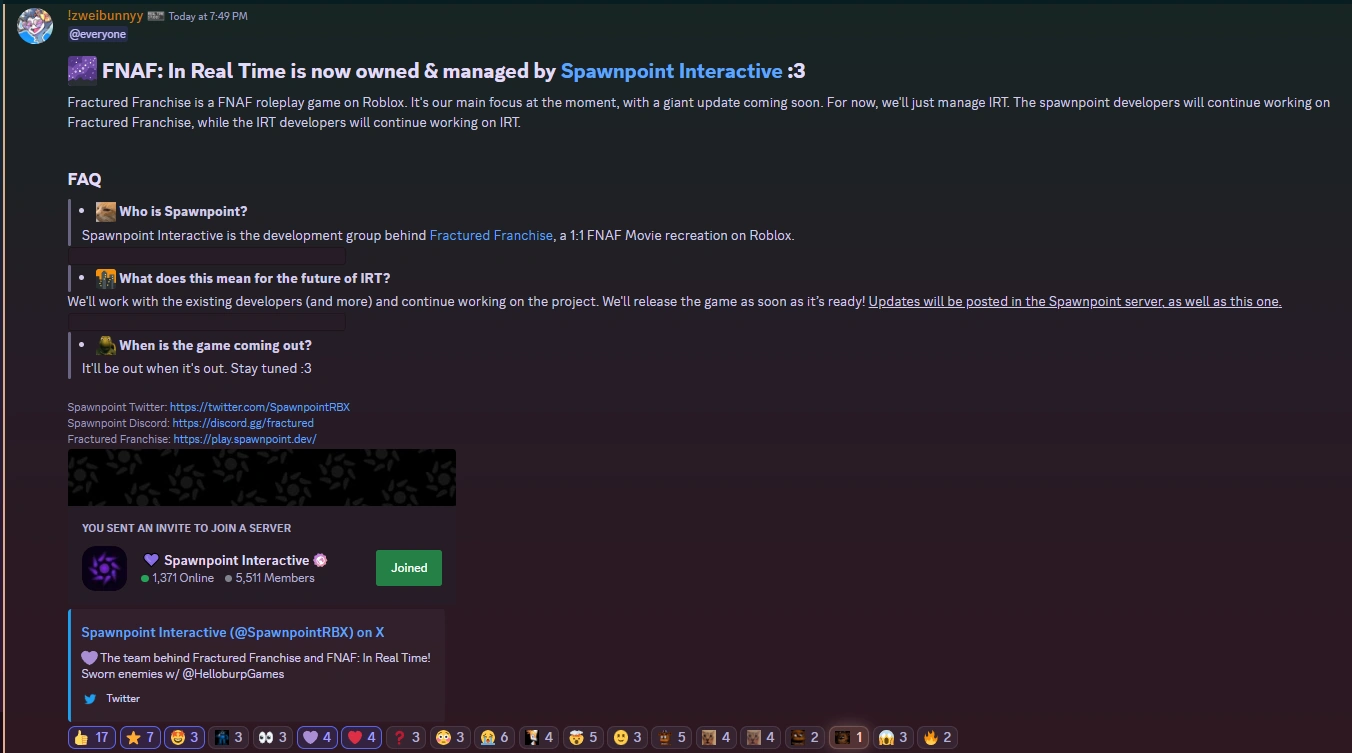 FNaF IRT is now managed by spawn point interactive | Fandom