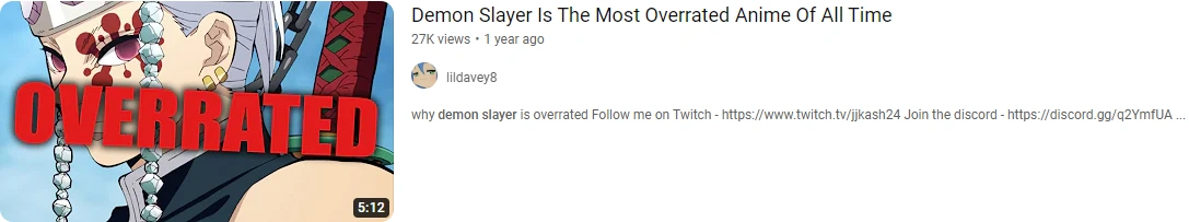 This youtuber says Demon Slayer is overrated. Y'all disagree right? | Fandom