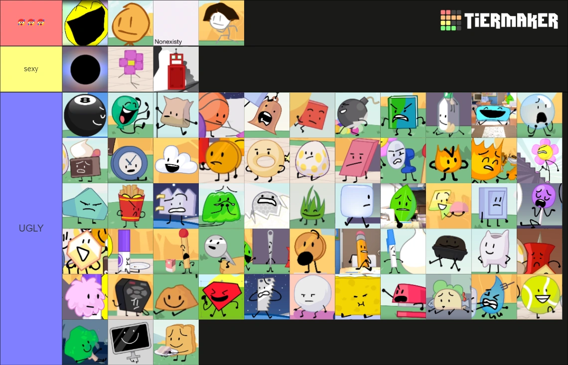 BFDI ATTRACTIVENESS TIER LIST | Fandom