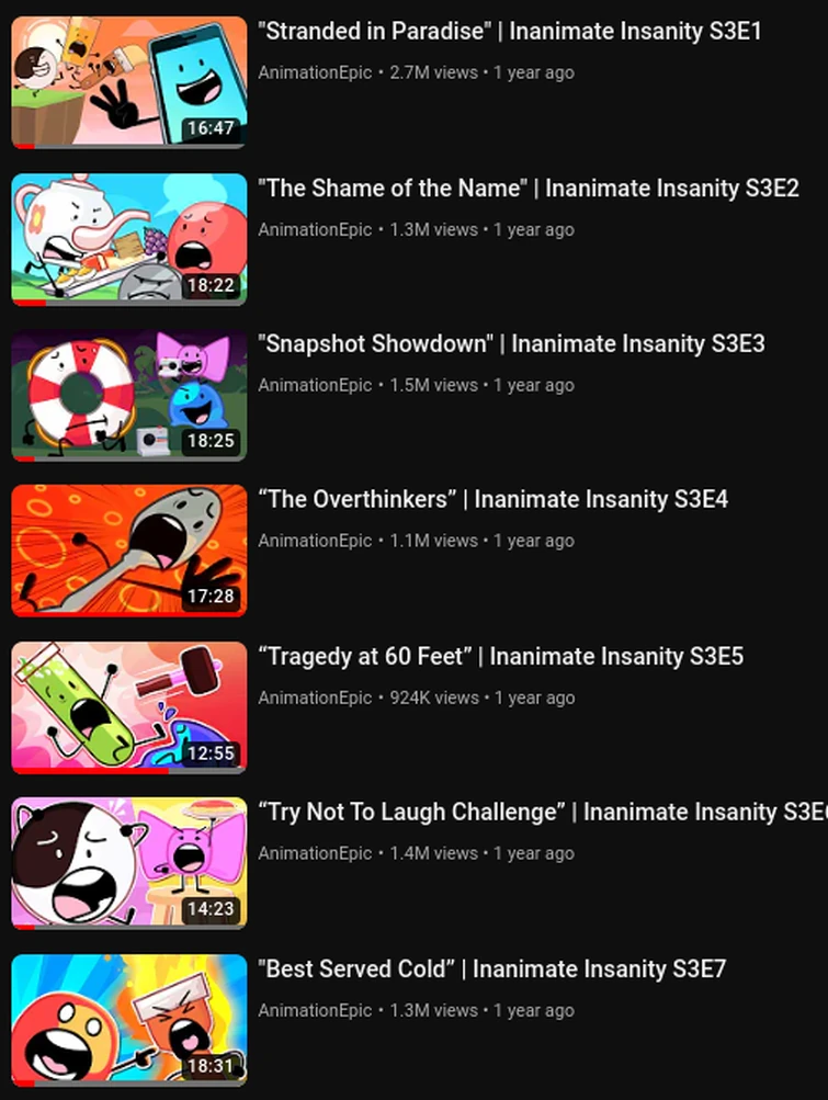 WHERED ALL THE NUMBERS IN THE INANIMATE INSANITY THUMBNAILS GO | Fandom