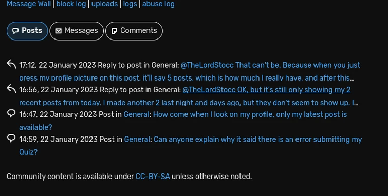 How come when I look on my profile, only my latest post is available ...