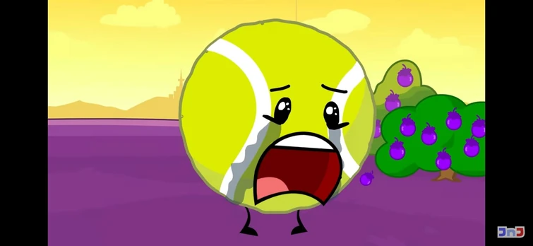 Sad Tennis Ball in BFDIA 7 with BFDI mouth tapered over his face | Fandom
