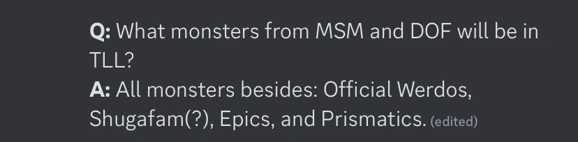 Will every MSM monster that was gonna be added to TLL get a redesign ...