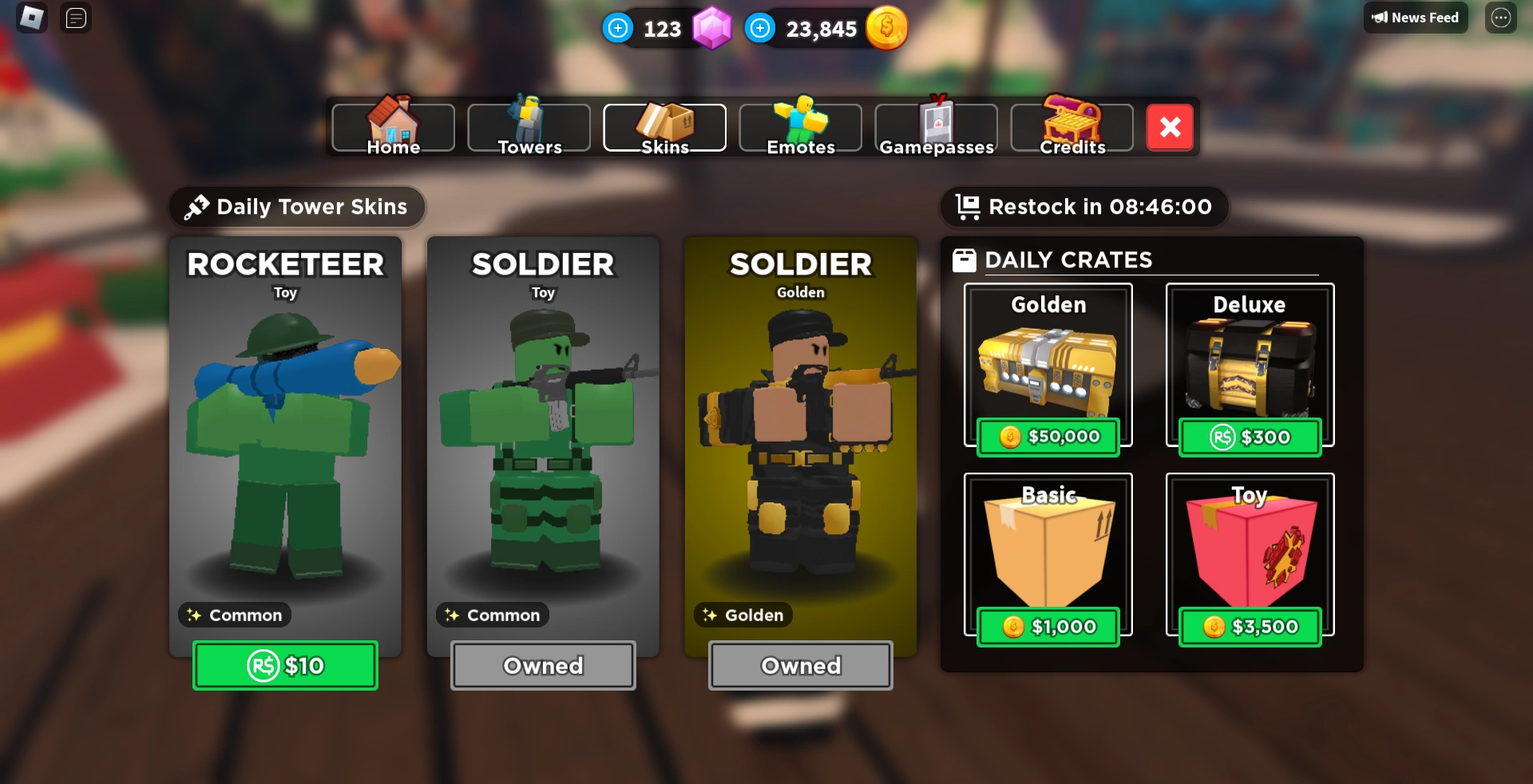 Apparently, you can buy golden towers from the skin rotation without ...