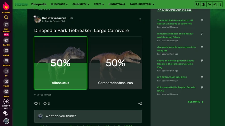 Dinopedia Park Tiebreaker: Large Carnivore | Fandom