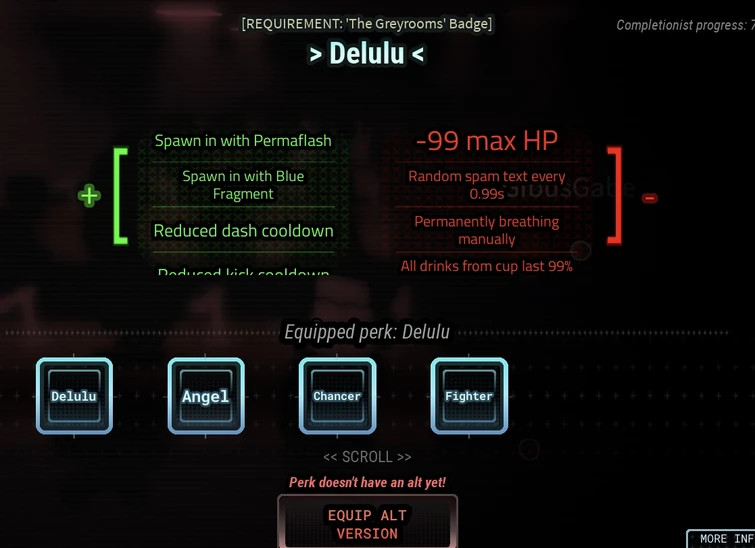 dear devs: please add an indicator that shows whether a perk has an alt version or not. | Fandom