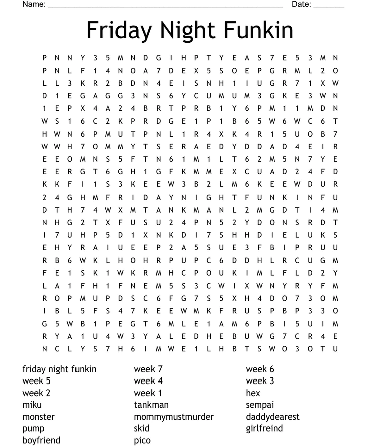 I found a fnf word search | Fandom