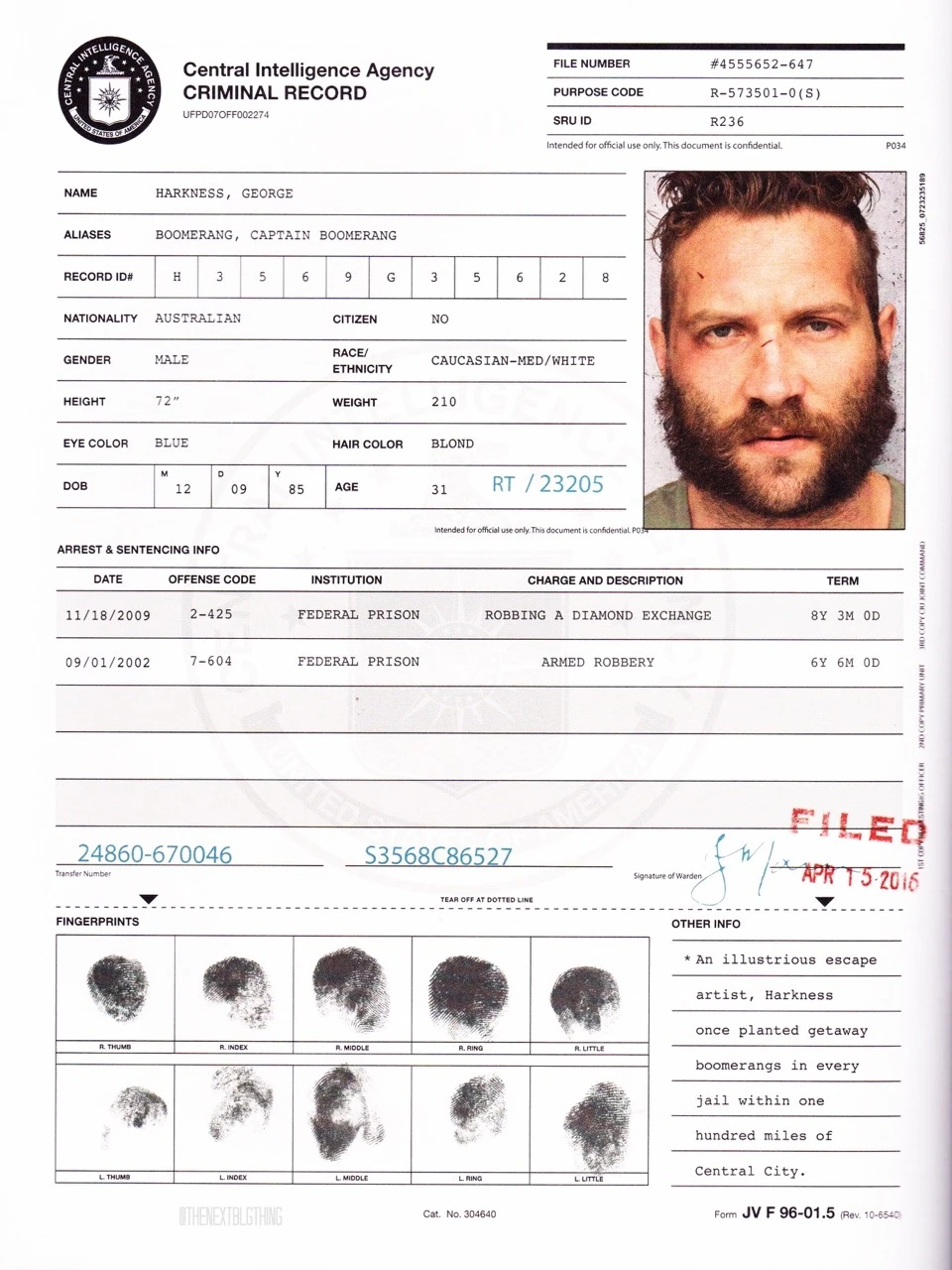 CIA-Akte zu Captain Boomerang | DC Extended Universe Wiki | Fandom