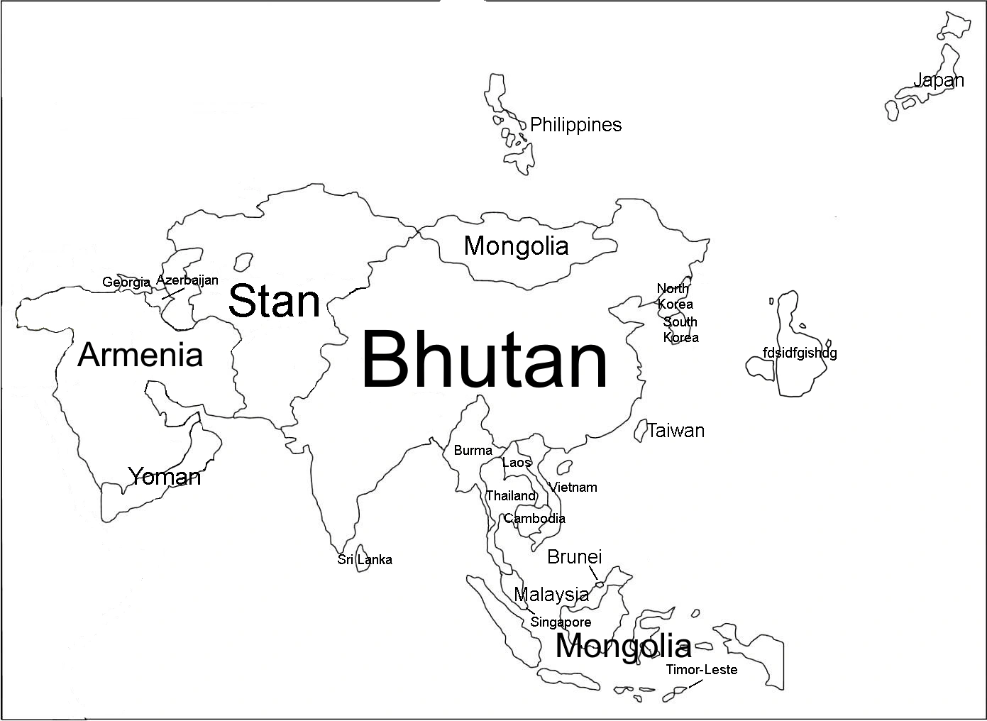 Labeled Map Of Asia Black And White