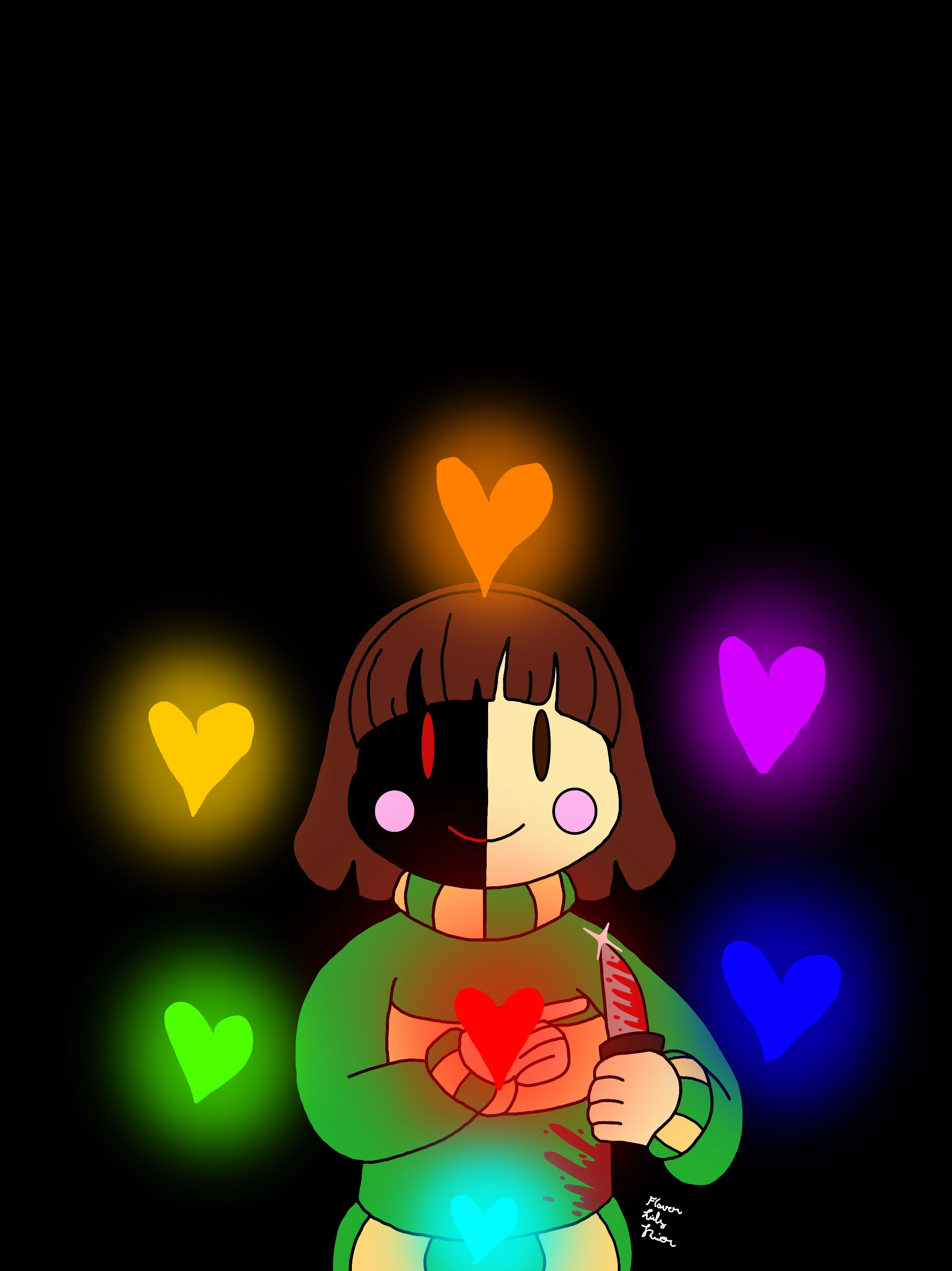 *Chara smiles and points to her knife. | Fandom