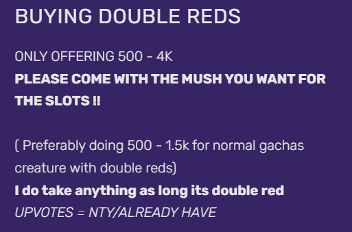 repost ( looking for dbr with small tier / weak creature for 1k ) each ...