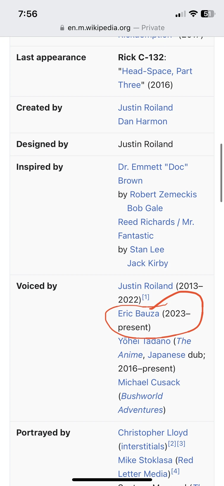 Someone is adding false information on the Wikipedia page on Rick. | Fandom